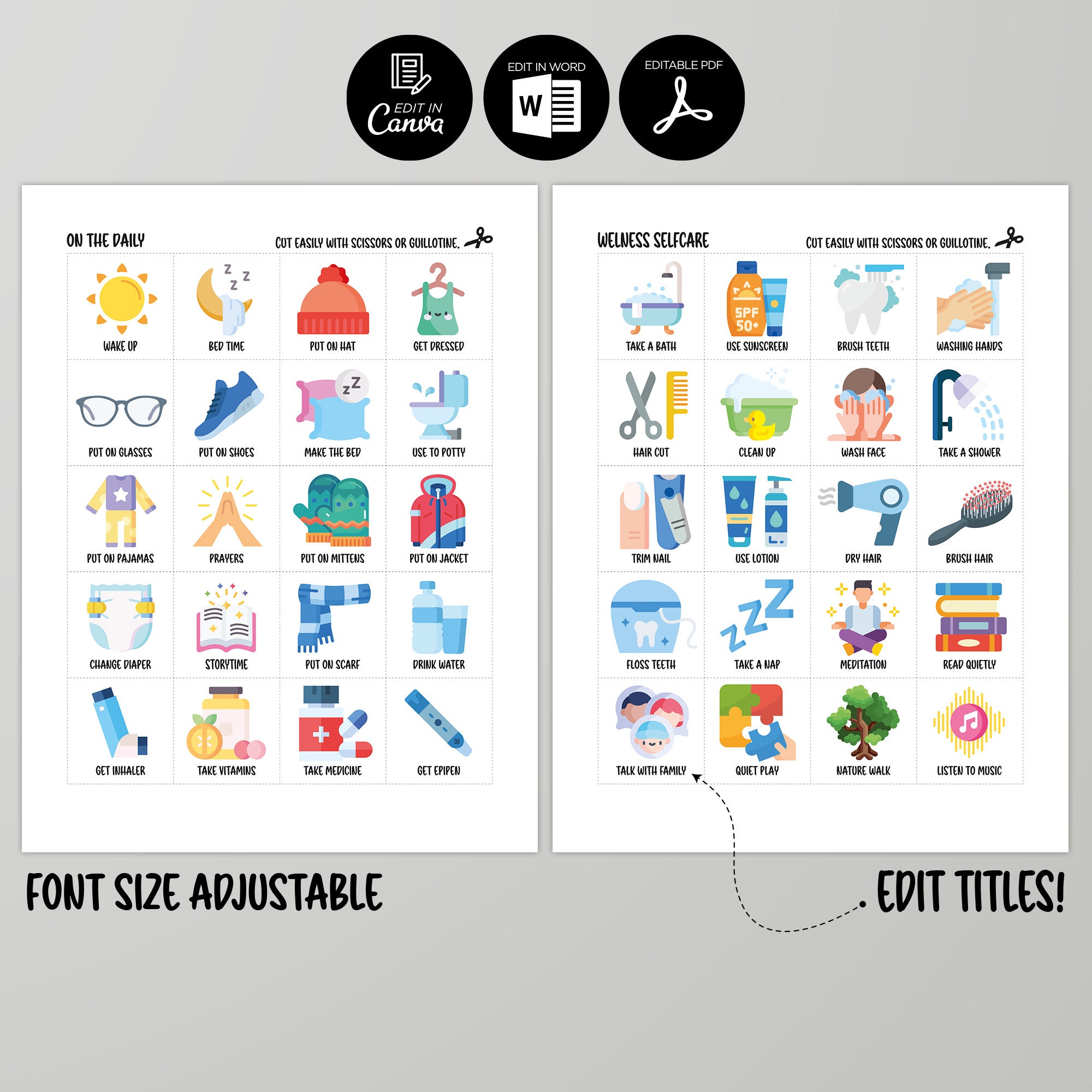 Editable Daily Routine Cards for Kids, Montessori Card for Kids, Daily ...