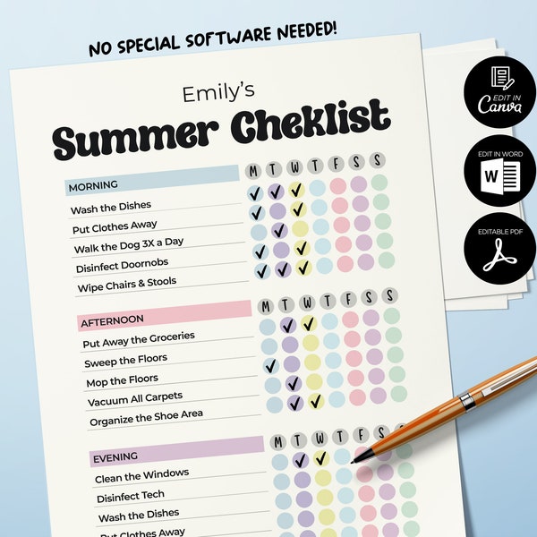 Summer Kids Checklist - Etsy