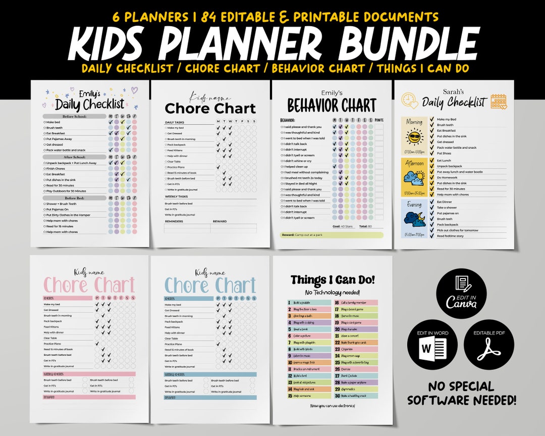 Daily Checklist Editable, Chore Chart Editable, Behavior Chart Editable ...