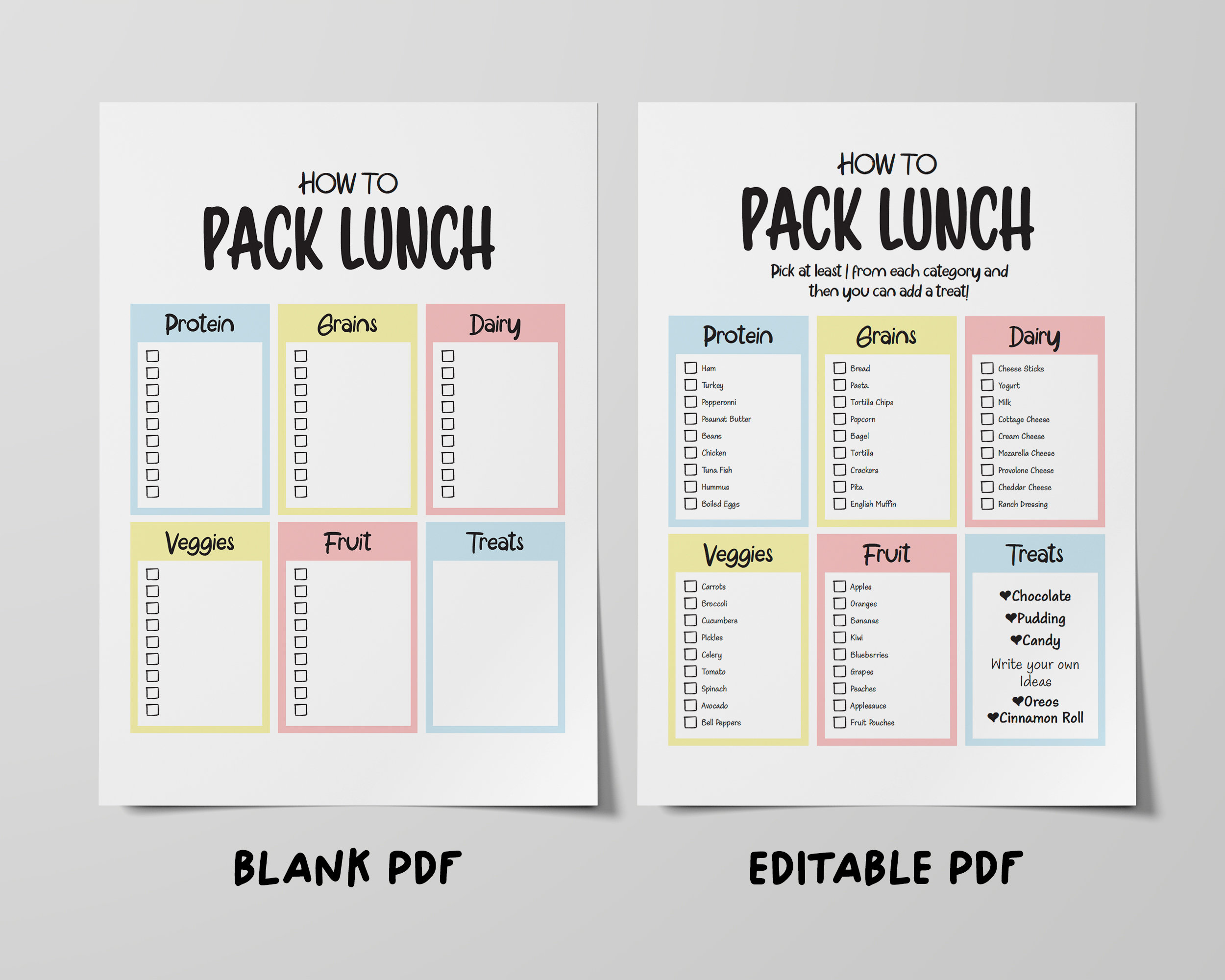 Kids Lunchbox Editable, School Lunch Printable, Eat the Rainbow ...