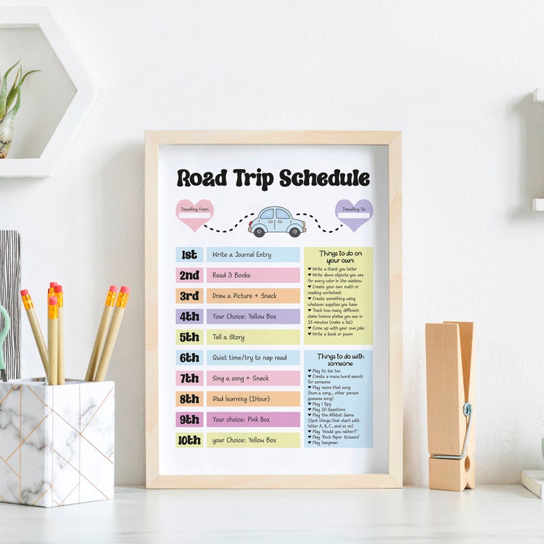 Road Trip Schedule, Road Trip Travel Activities for Kids, Editable Road ...