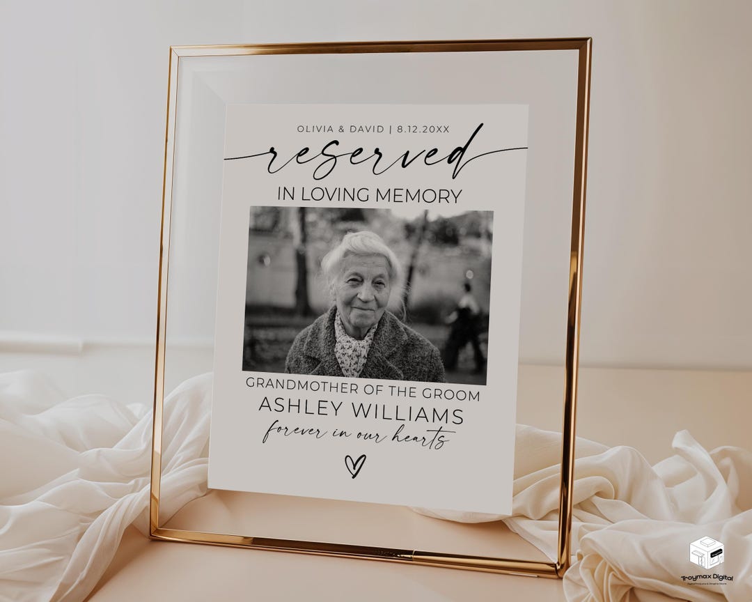 Reserved in Loving Memory Sign Template, Reserved Seat Sign Loving ...
