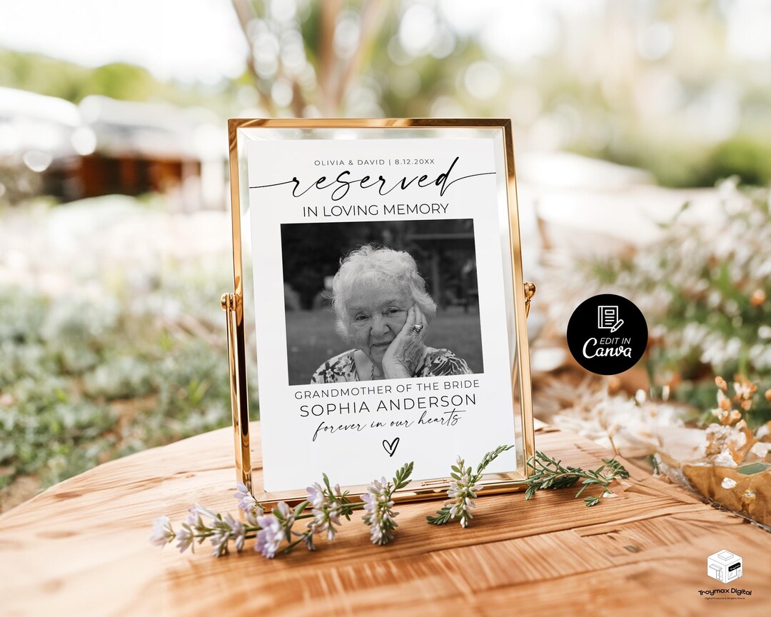 Modern Wedding Memorial Chair Sign, Reserved in Loving Memory Sign ...