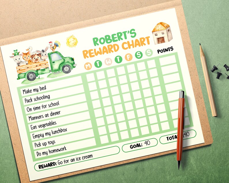 Editable Farm Animals Reward Chart Printable Chore Chart for - Etsy