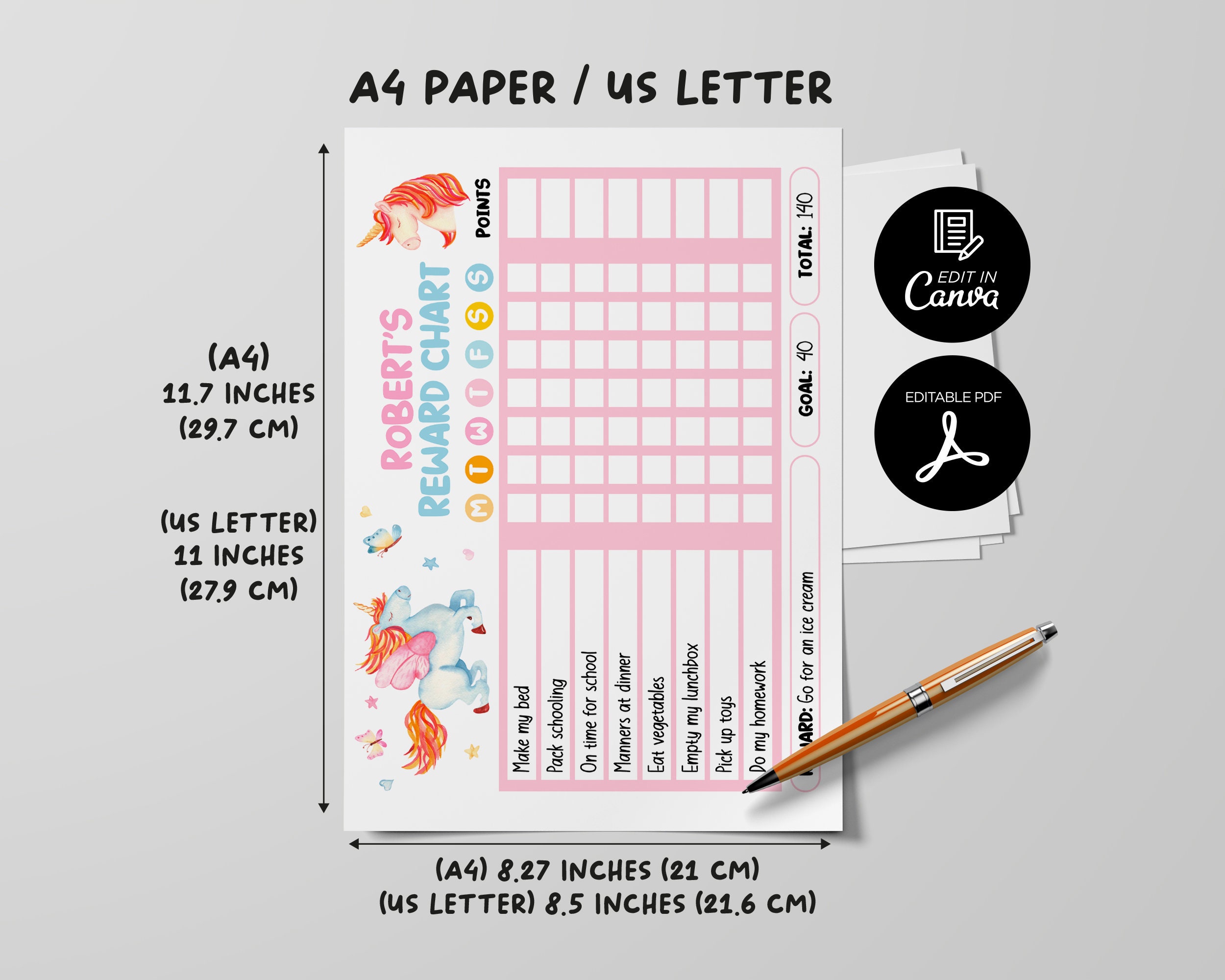 Editable Little Pony Reward Chart for Girls, Printable Chore Chart ...