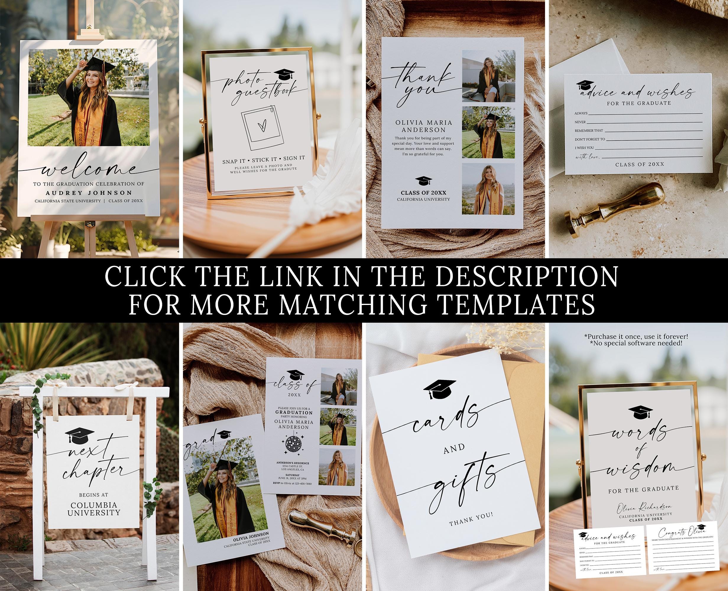 Graduation Custom Sign Template, Minimalist Graduation Signage, Fully ...