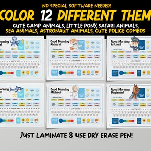 Daily Morning Board Template for Kids, Printable Wipeable Placemat for ...