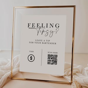 Tip Your Bartender Sign Template, Wedding Tip Jar QR Code Sign, Party ...