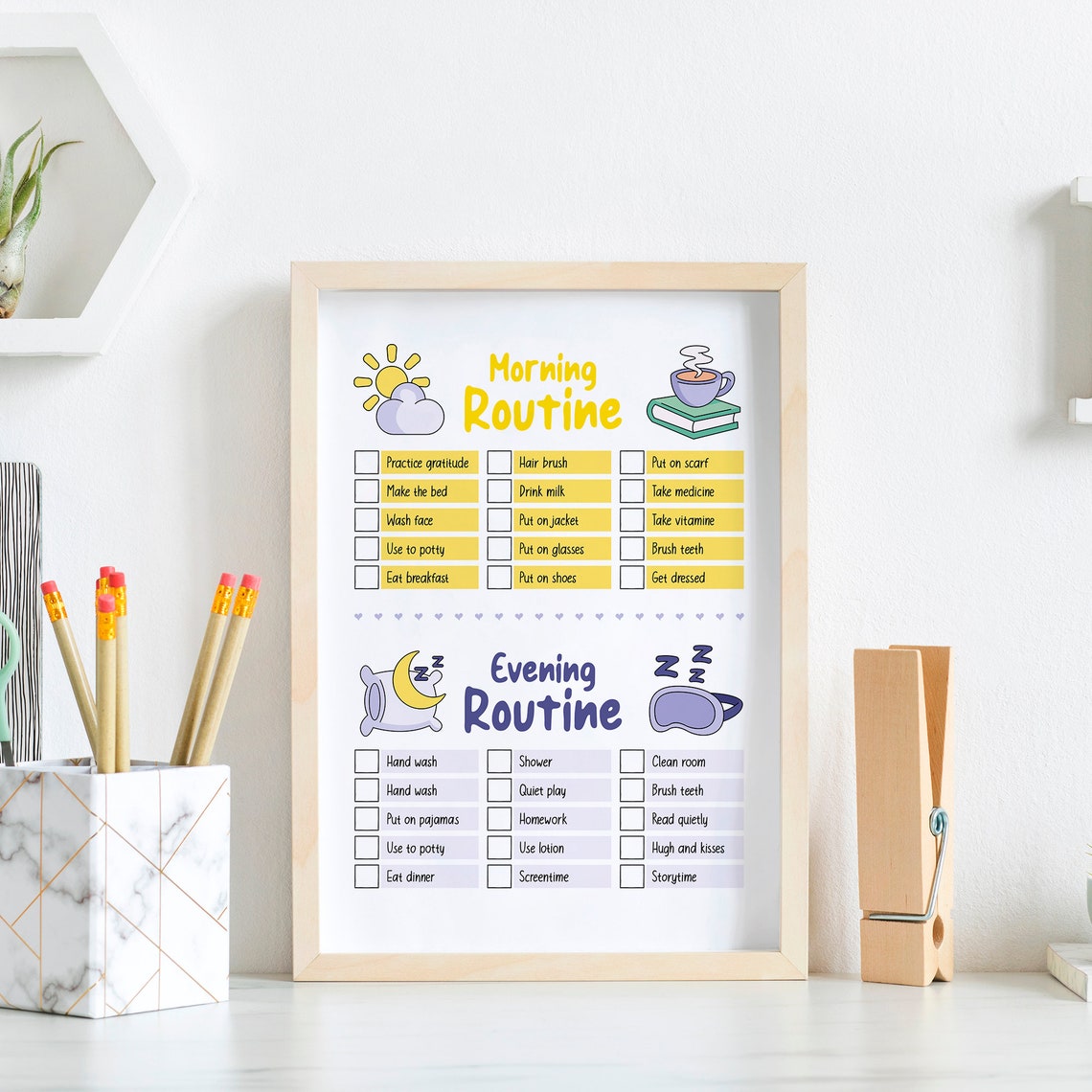 Daily Checklist for Kids, Printable Daily Planner for Kids, Daily ...