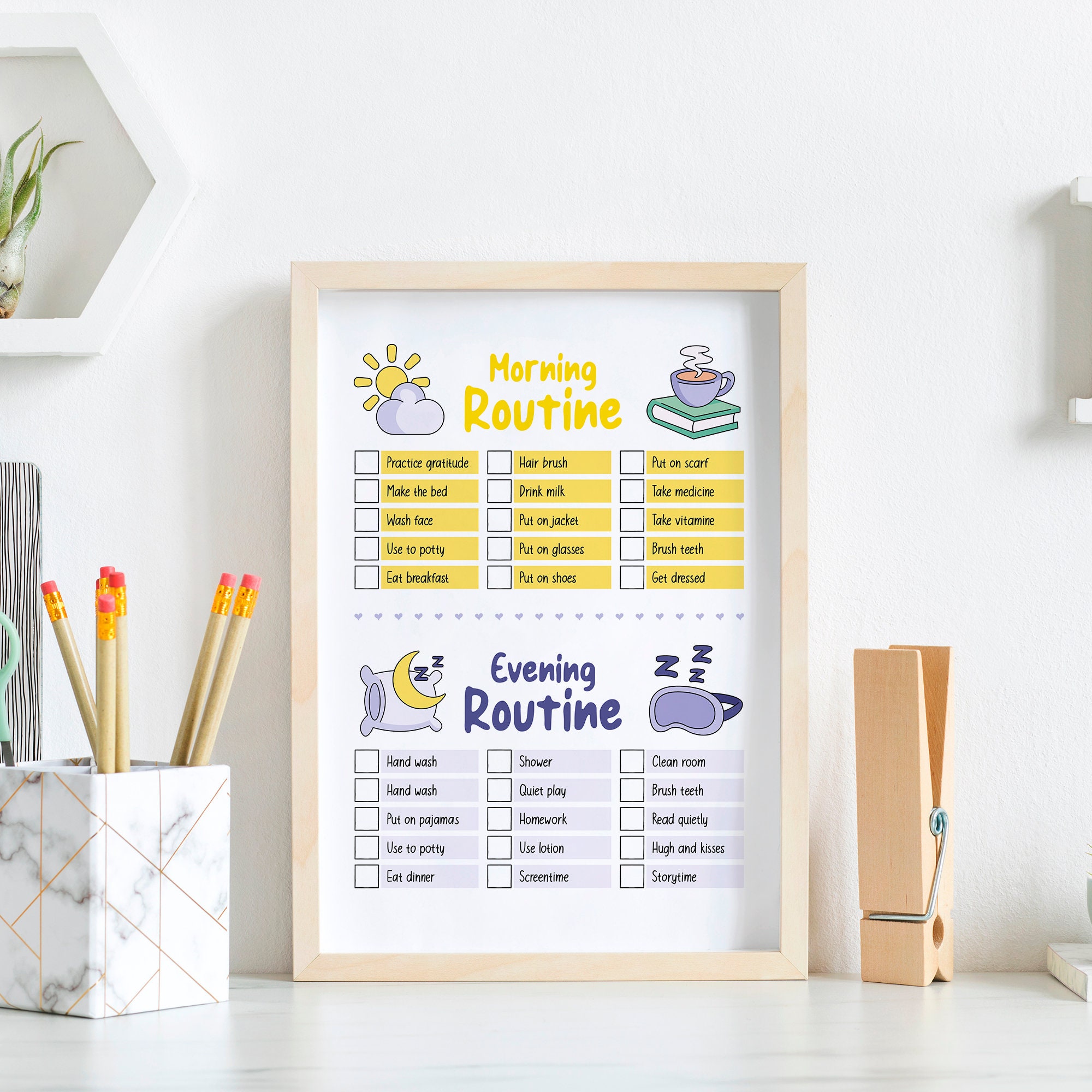 Daily Routine Chart for Kids Toddler Morning Bedtime Routine - Etsy