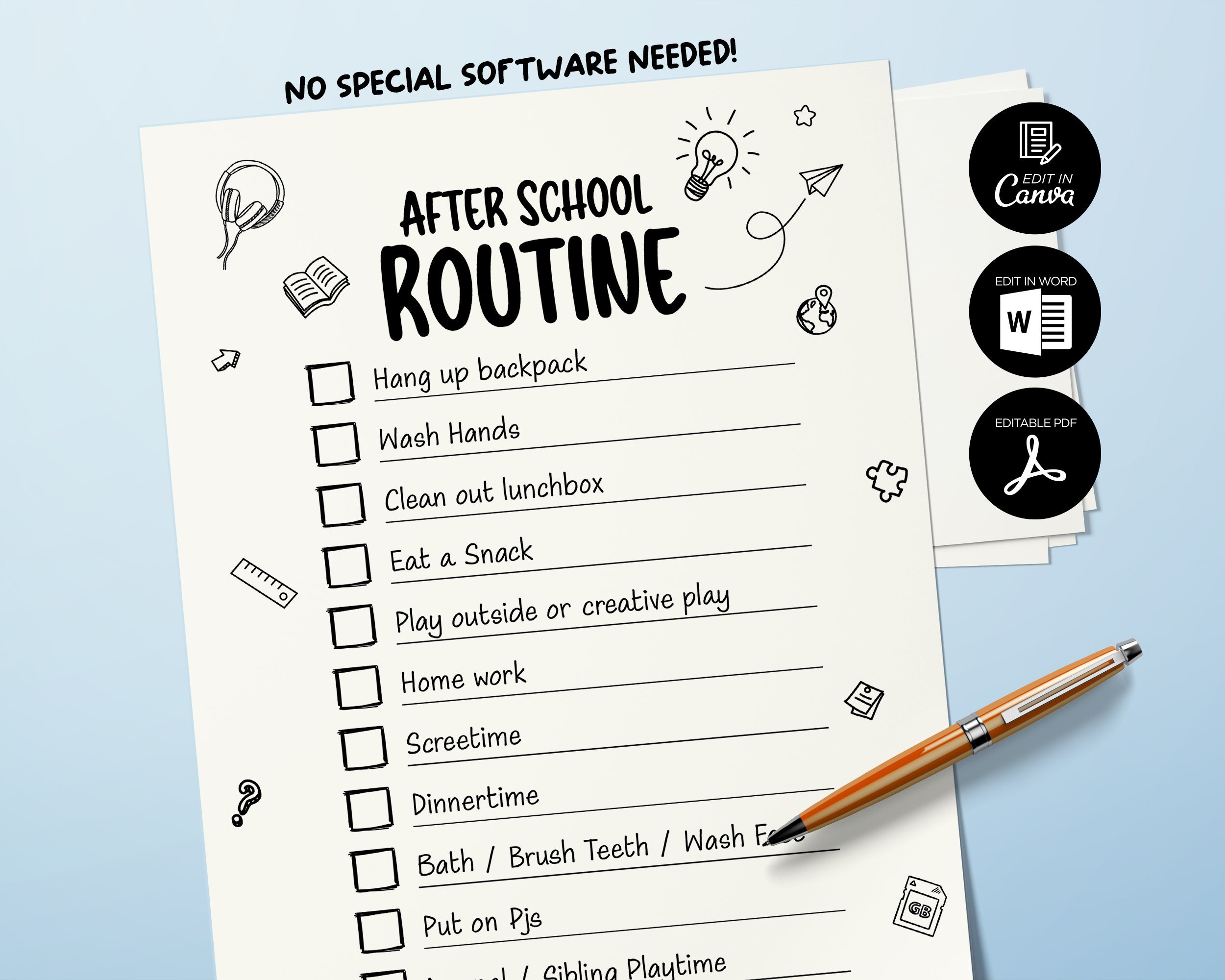 Daily Checklist, After School Routine Chart for Kids Printable, Reward ...