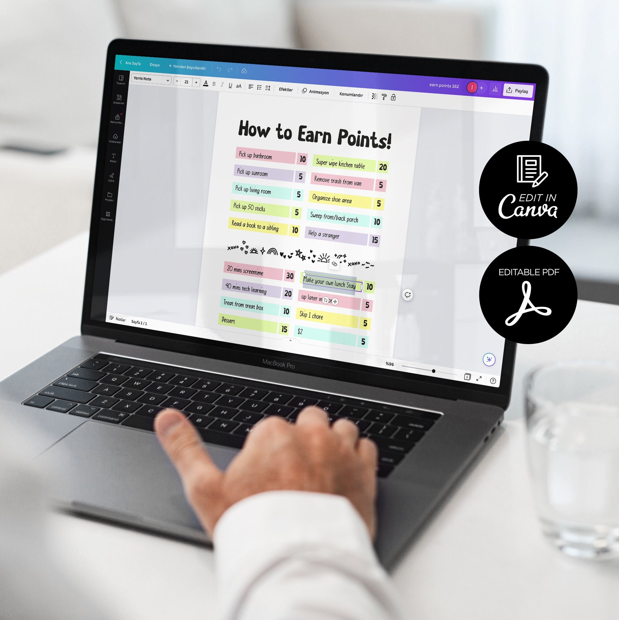 Editable How to Earn Points, Points Reward System, Reward Chart for ...