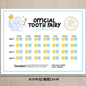 Tooth Fairy Receipt Certificate for Kids, Monthly Brushing Chart for ...