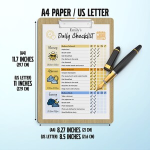 Editable Daily Checklist for Kids, Editable Chore Chart, Daily Schedule ...
