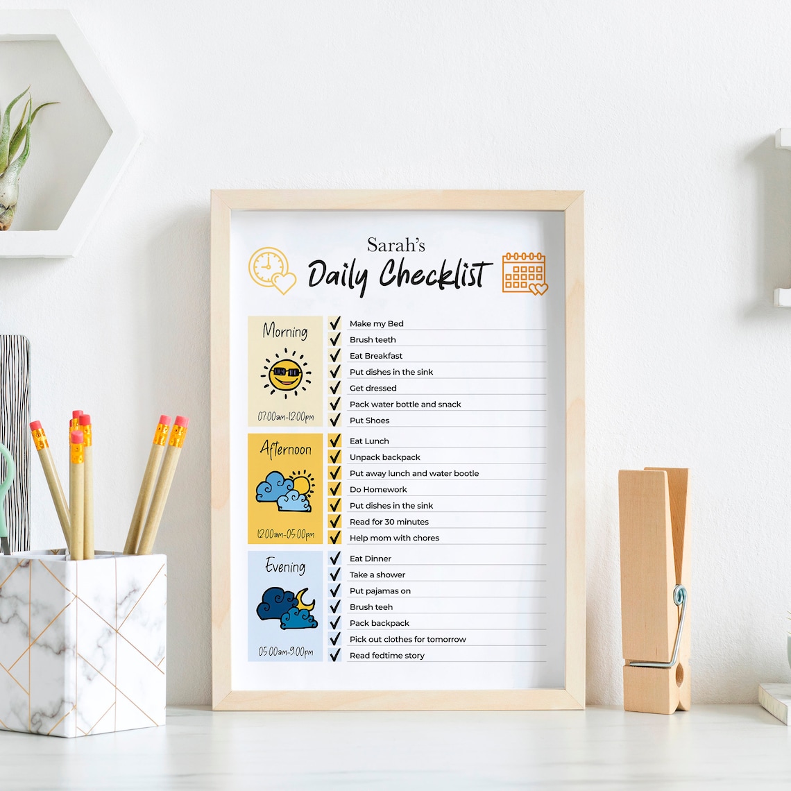 Daily Checklist for Kids, Daily Routine Chart, Home School Planner ...