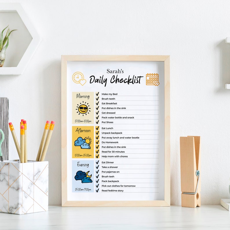 Daily Checklist for Kids, Daily Routine Chart, Home School Planner ...