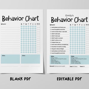 Editable Behavior Chart for Kids, Good Behavior Tracking, Printable ...