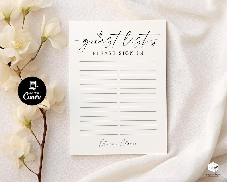 Guest List Baby Shower, Guest List Please Sign In, Gender Neutral Baby ...