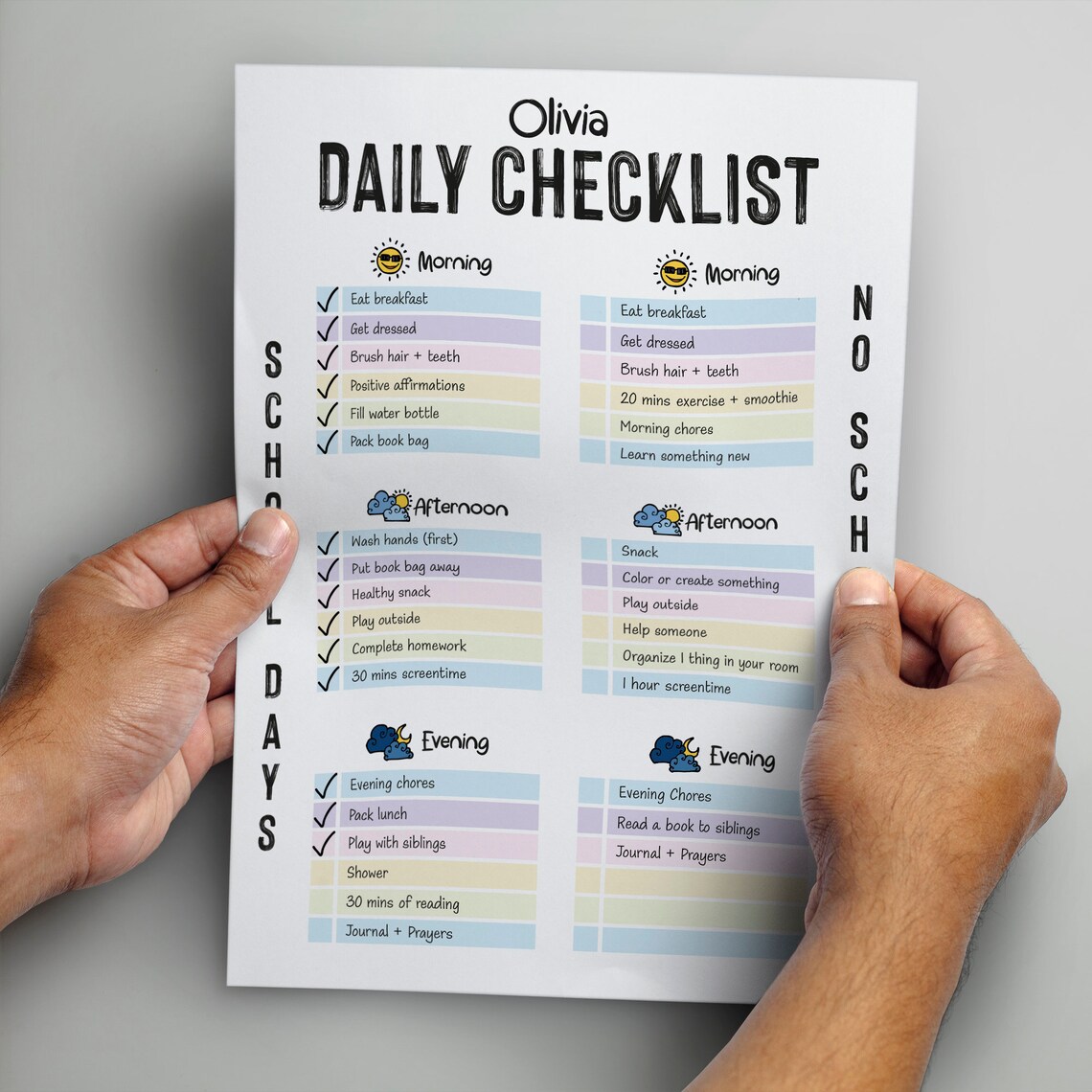 Editable Daily Checklist for Kids, Kids Responsibility Chart, Before ...