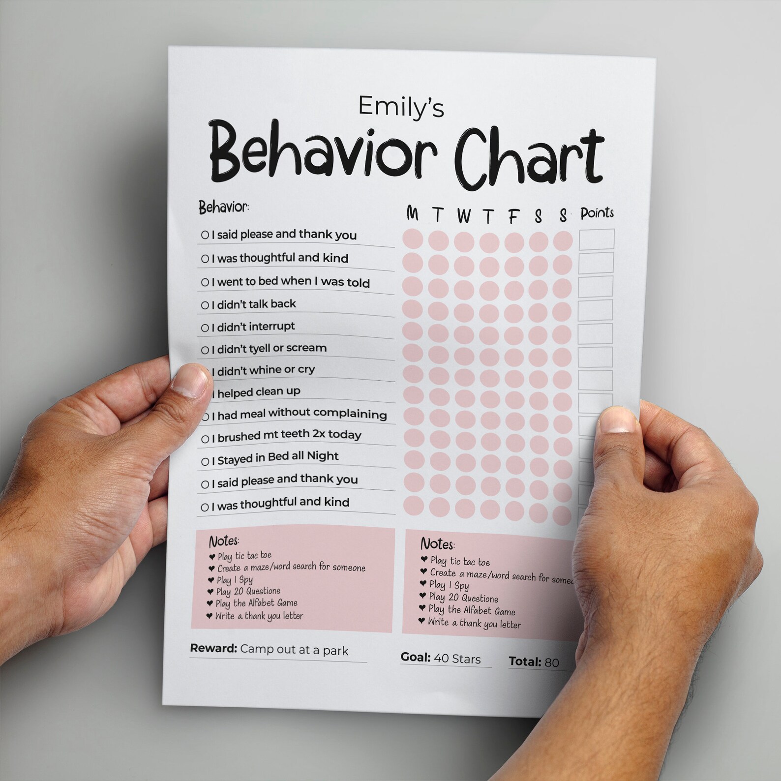 Editable Behavior Chart for Kids, Good Behavior Tracking, Printable ...