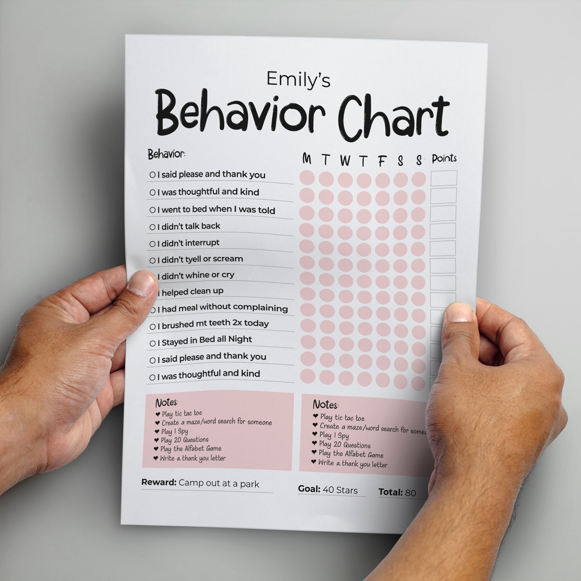 Editable Behavior Chart for Kids, Good Behavior Tracking, Printable ...