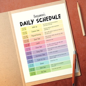 Editable Colorful Daily Schedule for Kids, Printable Daily Planner for ...