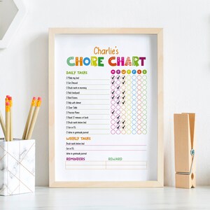 Editable Daily Chore Chart, Daily Journal for Kids, Printable Checklist ...