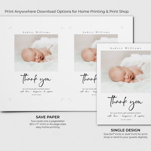 Baby Thank You Card, Photo Thank You Card for Newborn Baby With Name ...