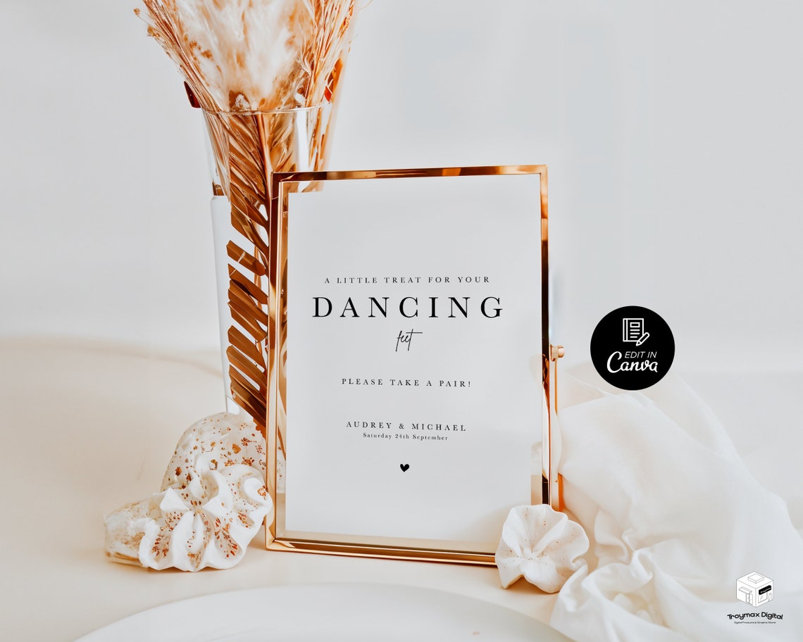 Dancing Feet Sign Template, Printable Wedding Flip Flops Sign, Simple ...