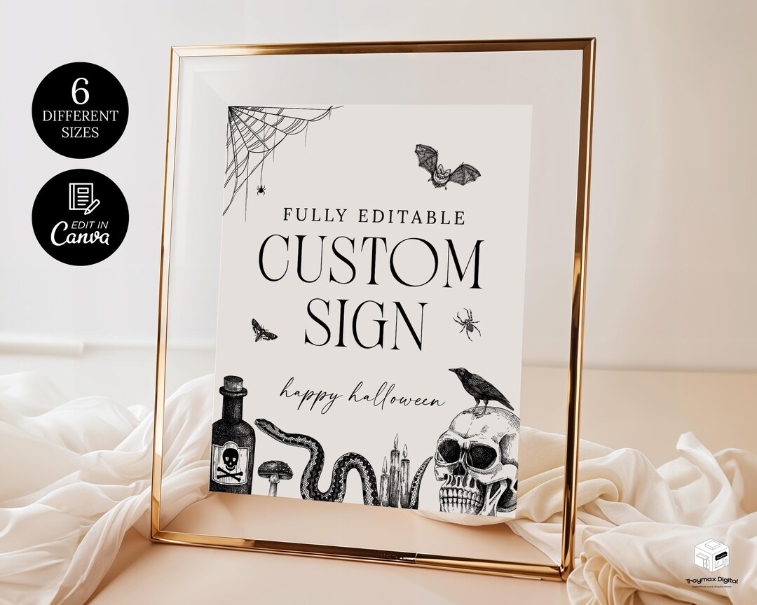 Vintage Halloween Party Sign, Halloween Custom Sign Template, Halloween ...