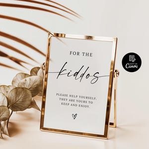 For the Kiddos Sign, Minimalist Wedding Kiddos Sign, Printable Wedding ...