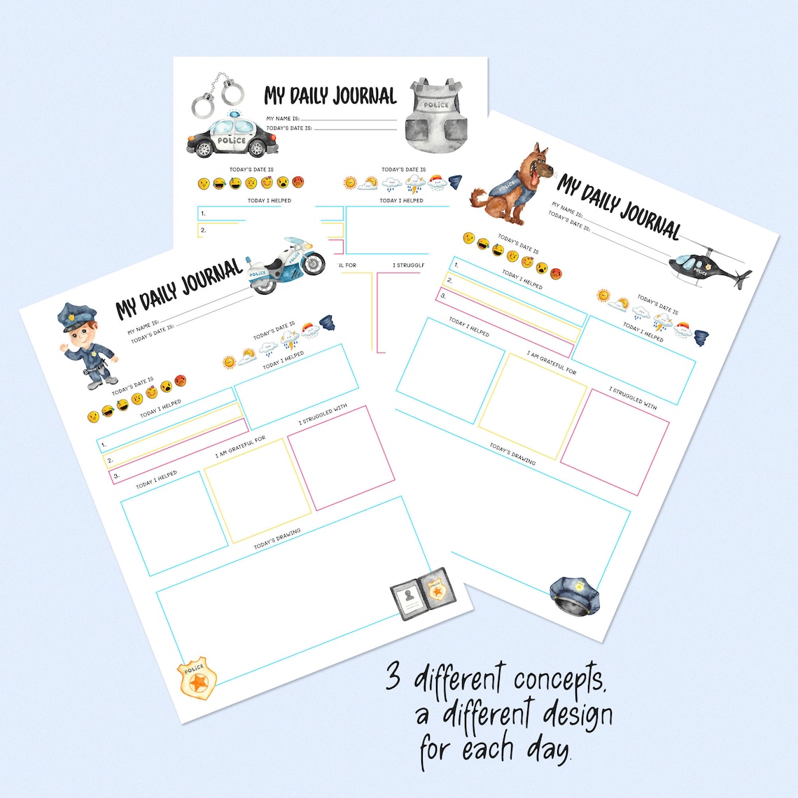 Police Daily Planner for Kids Printable Routine Chart Weekly - Etsy