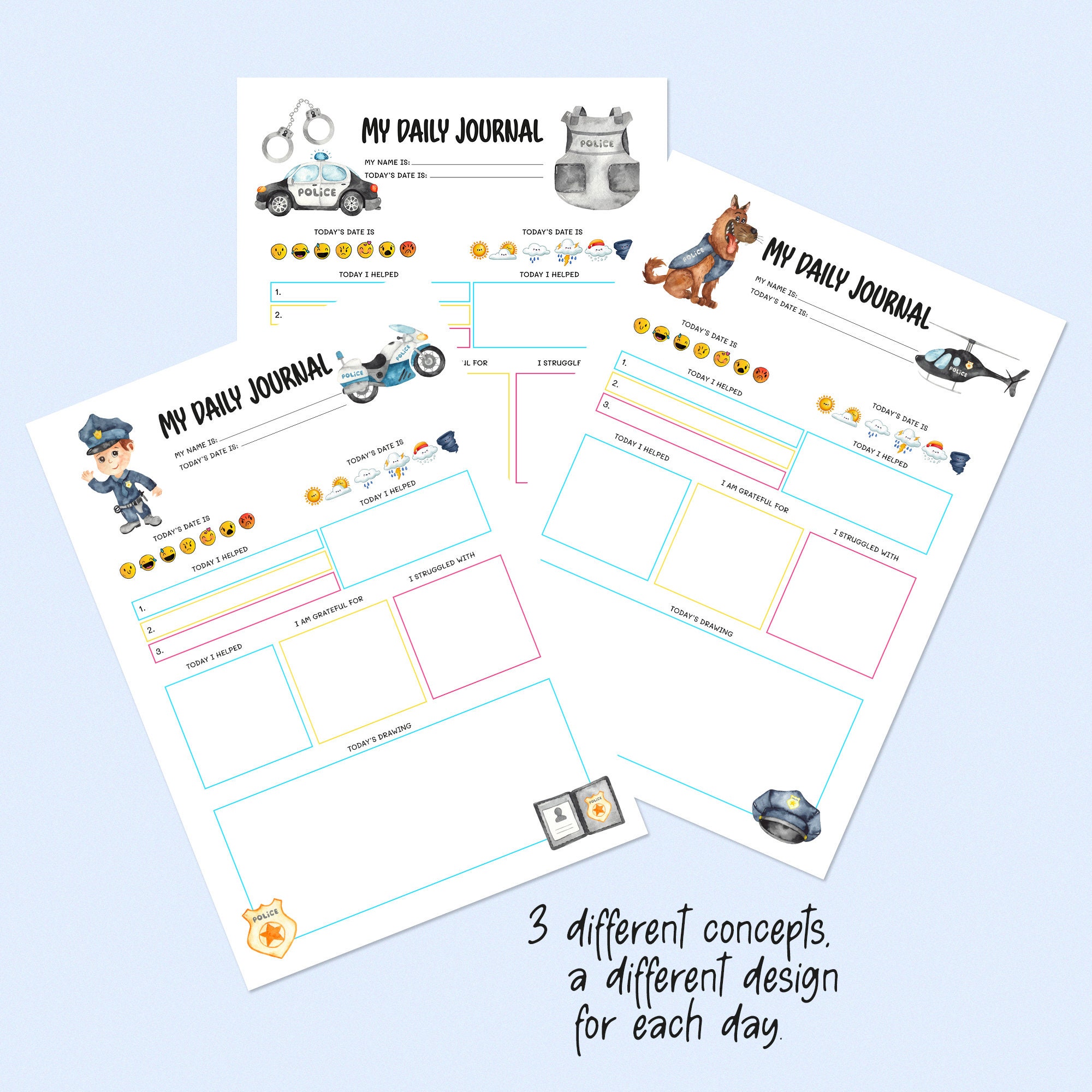 Police Daily Planner for Kids Printable Routine Chart Weekly - Etsy