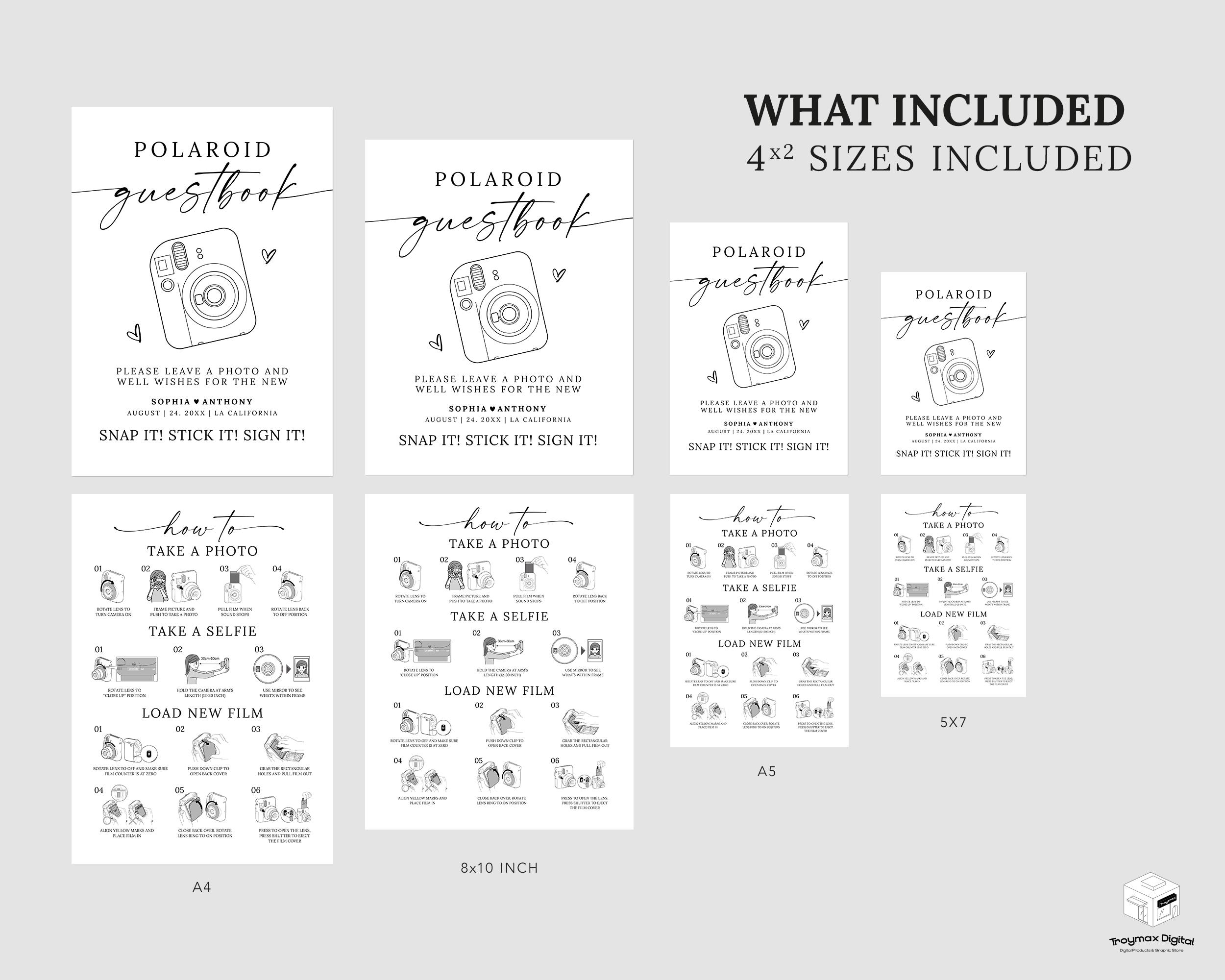 Instax Mini 12 Instructions Sign Template, Polaroid Guestbook Sign, How ...