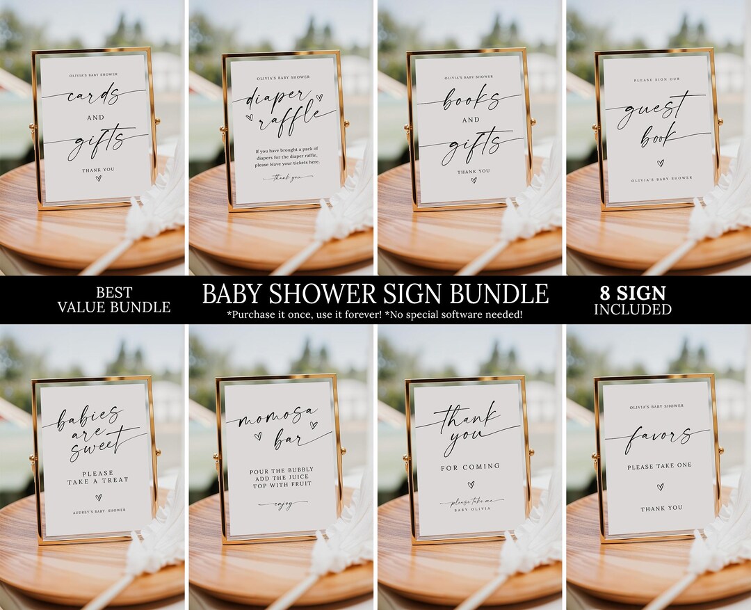 Baby Shower Sign Bundle, Printable Baby Shower Poster Set, Baby Shower ...