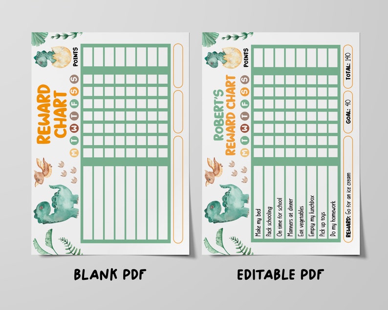 Editable Dinosaur Reward Chart, Printable Chore Chart for Kids, Good ...