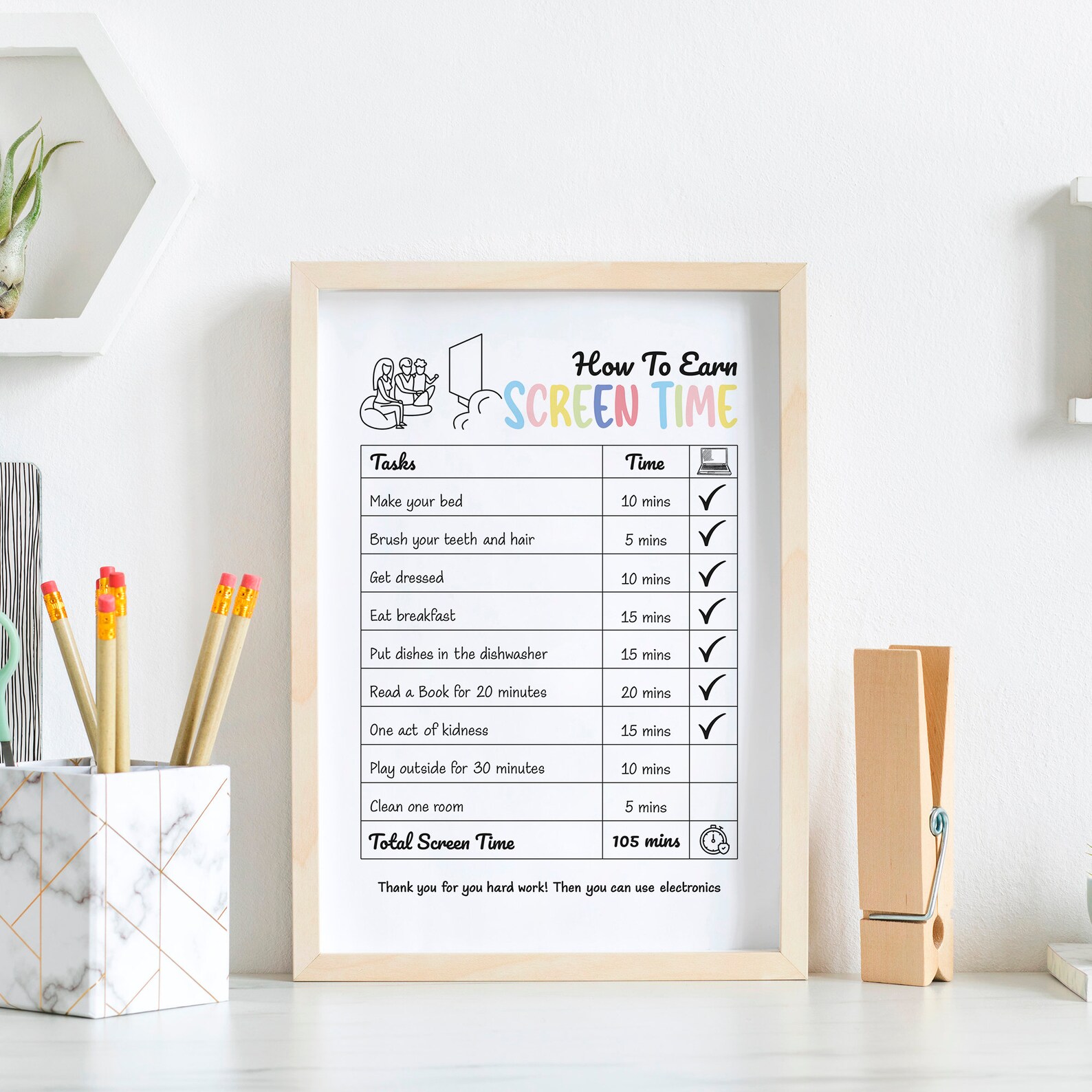 Screen Time Chart Checklist Editable, Daily Screen Time Schedule ...