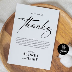 Simple Wedding Thank You Card, Calligraphy Wedding Thank You Card ...