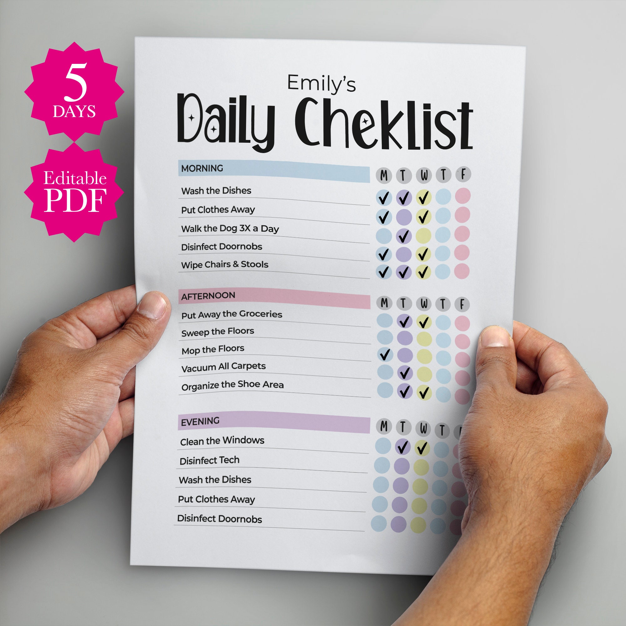 Editable Daily Checklist for Kids, Printable Daily Planner for Kids ...