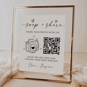 Snap & Share QR Code Sign, Bridal Shower Snap and Share ,photo Scan and ...