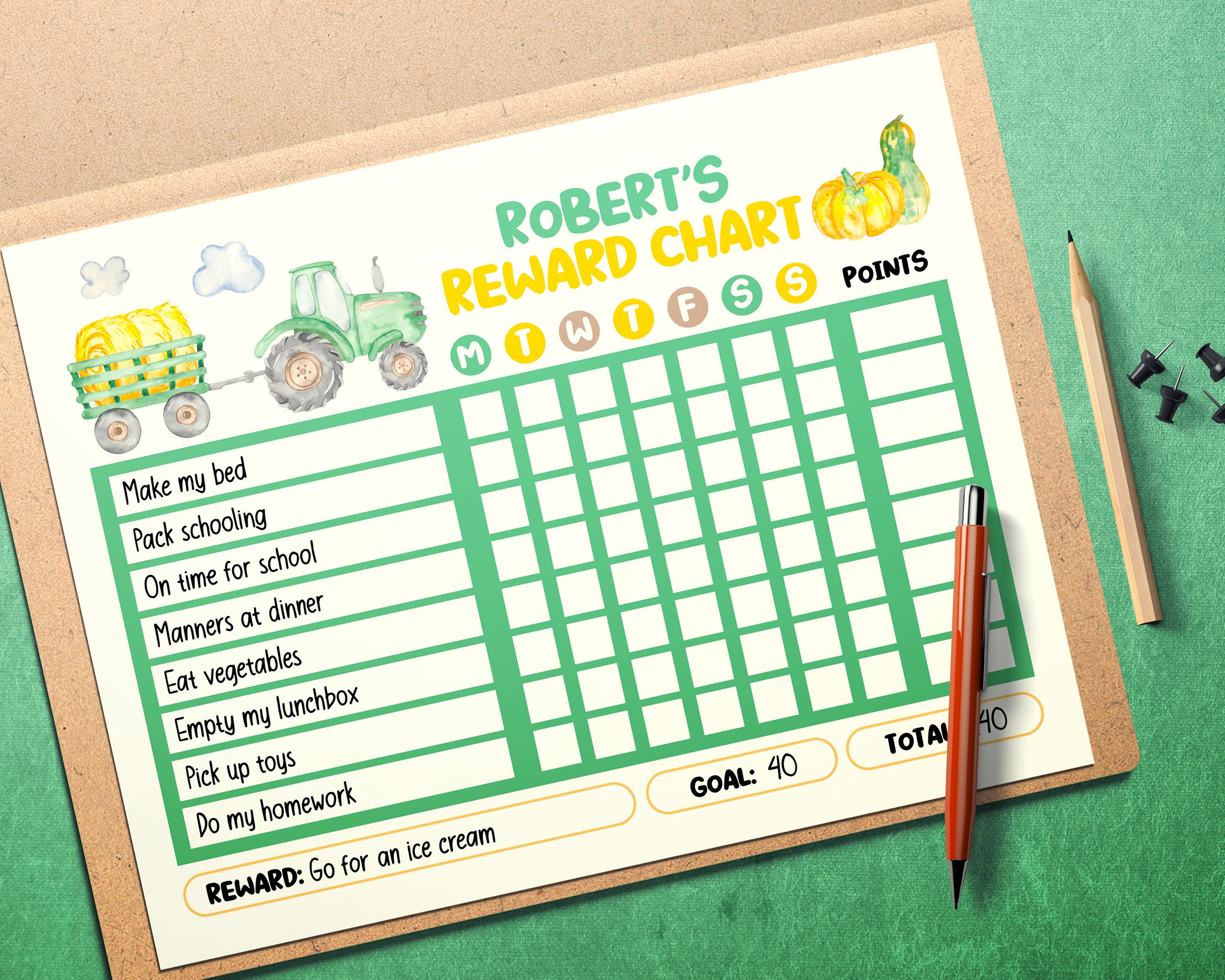 Editable Tractor Checklist, Farmer Reward Chart, Printable Chore Chart ...