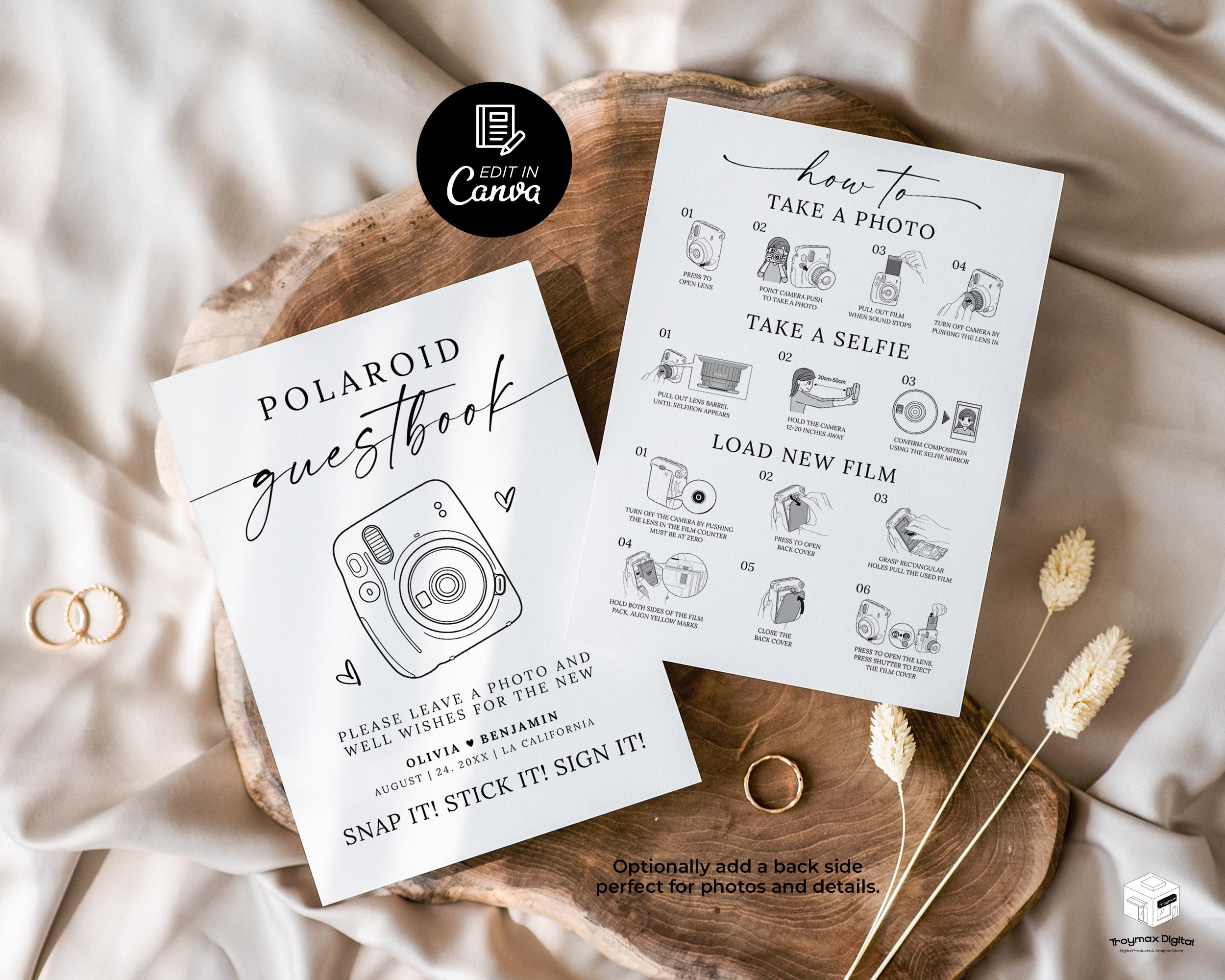 Instax Mini 11 Instructions Sign Template, Polaroid Guestbook Sign, How ...