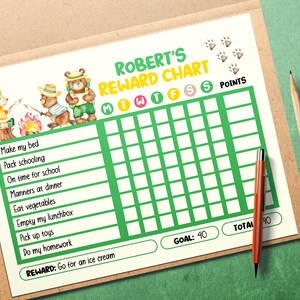 Editable Camping Animals Reward Chart, Printable Chore Chart for Kids ...