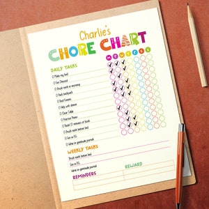 Editable Daily Chore Chart, Daily Journal for Kids, Printable Checklist ...