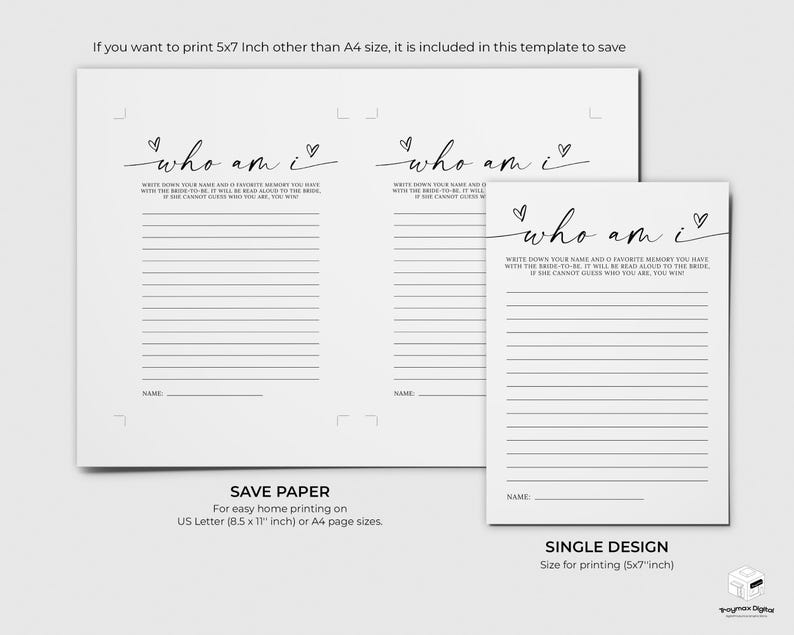 Who Am I Bridal Shower Game, Printable Favorite Memory With the Bride ...