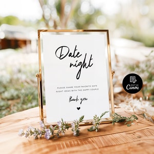 Wedding Date Night Ideas Sign Template, Date Night Ideas Sign, Bridal ...