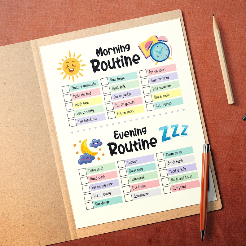 Daily Routine Chart for Kids Toddler Morning Bedtime Routine - Etsy