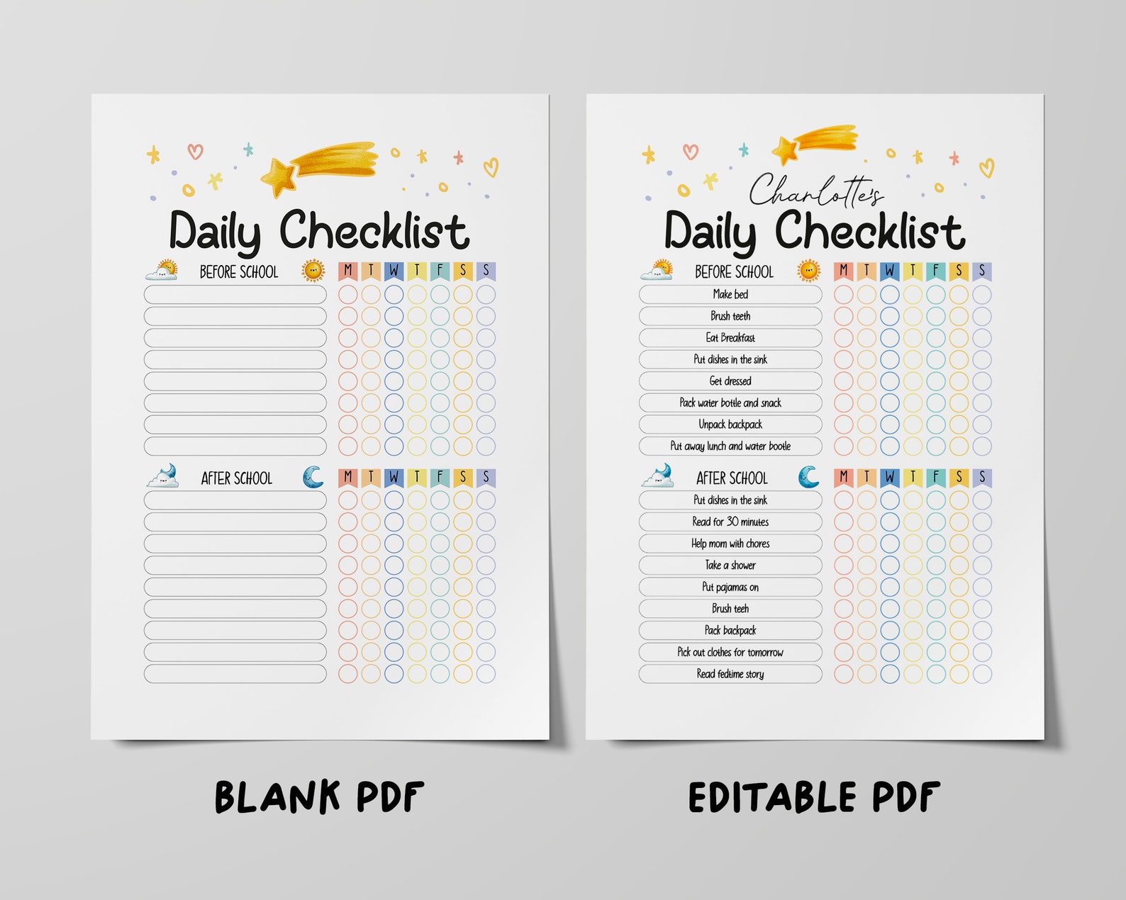 Editable Daily Checklist, Daily Planner for Kids, Responsibility Chart ...