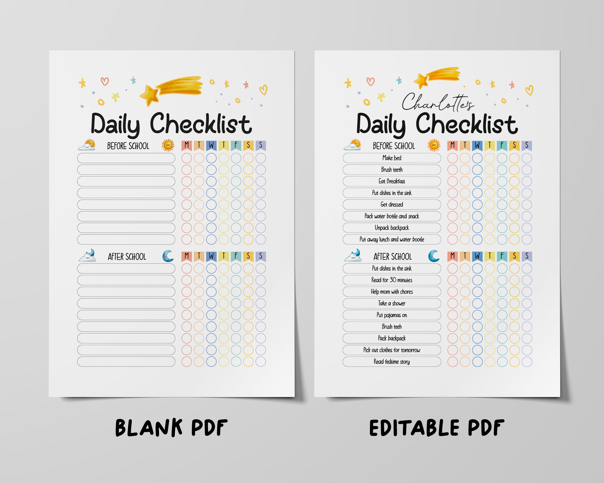 Editable Daily Checklist, Daily Planner for Kids, Responsibility Chart ...