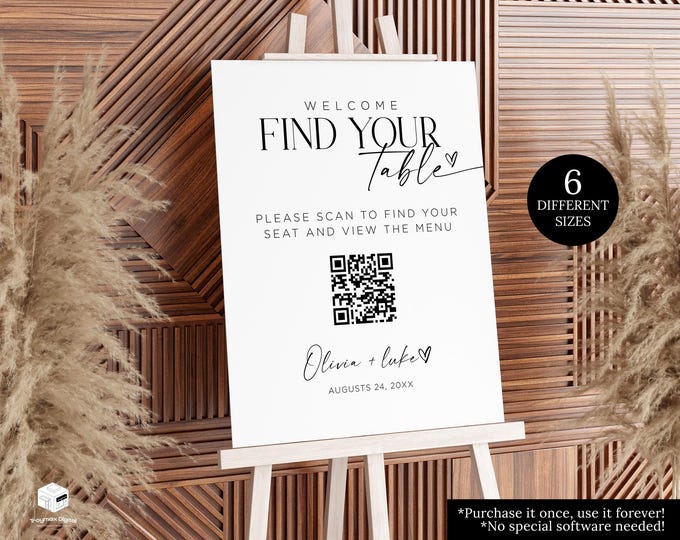 QR Code Seating Chart. Digital Seating Chart With QR Code. Modern ...
